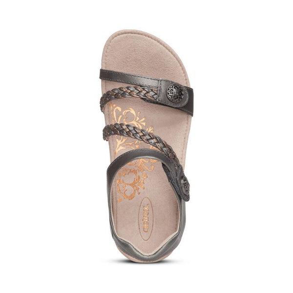 Jillian Braided Quarter Strap Sandal - Gunmetal – aetrex
