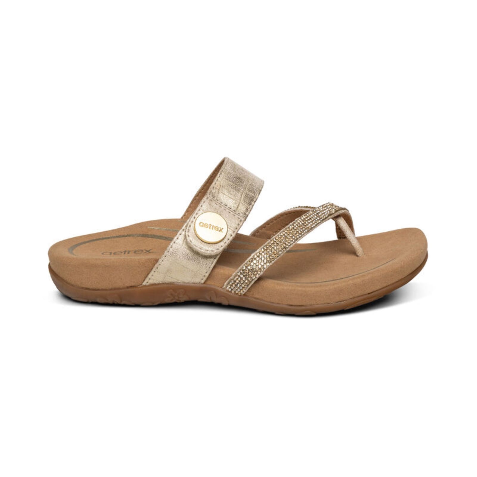 Izzy Adjustable Slide Sandal - Gold – aetrex