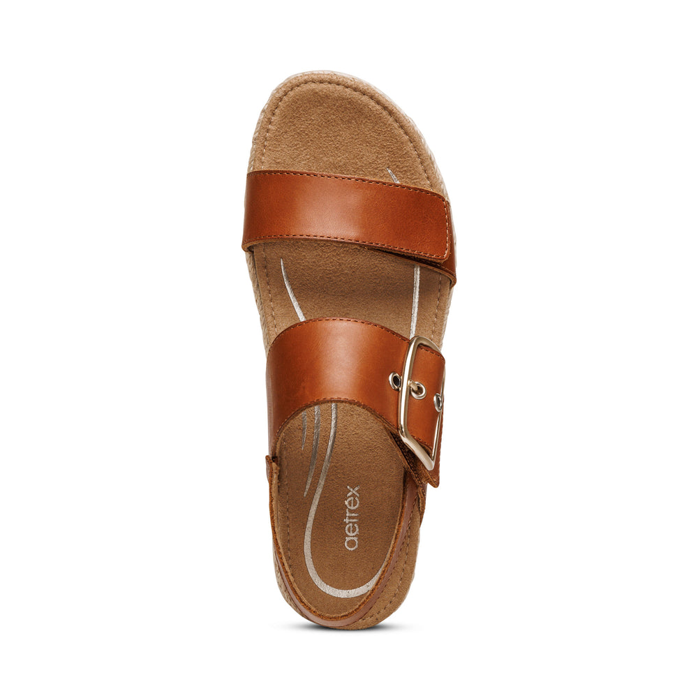 Vania Arch Support Platform Sandal - Cognac – aetrex