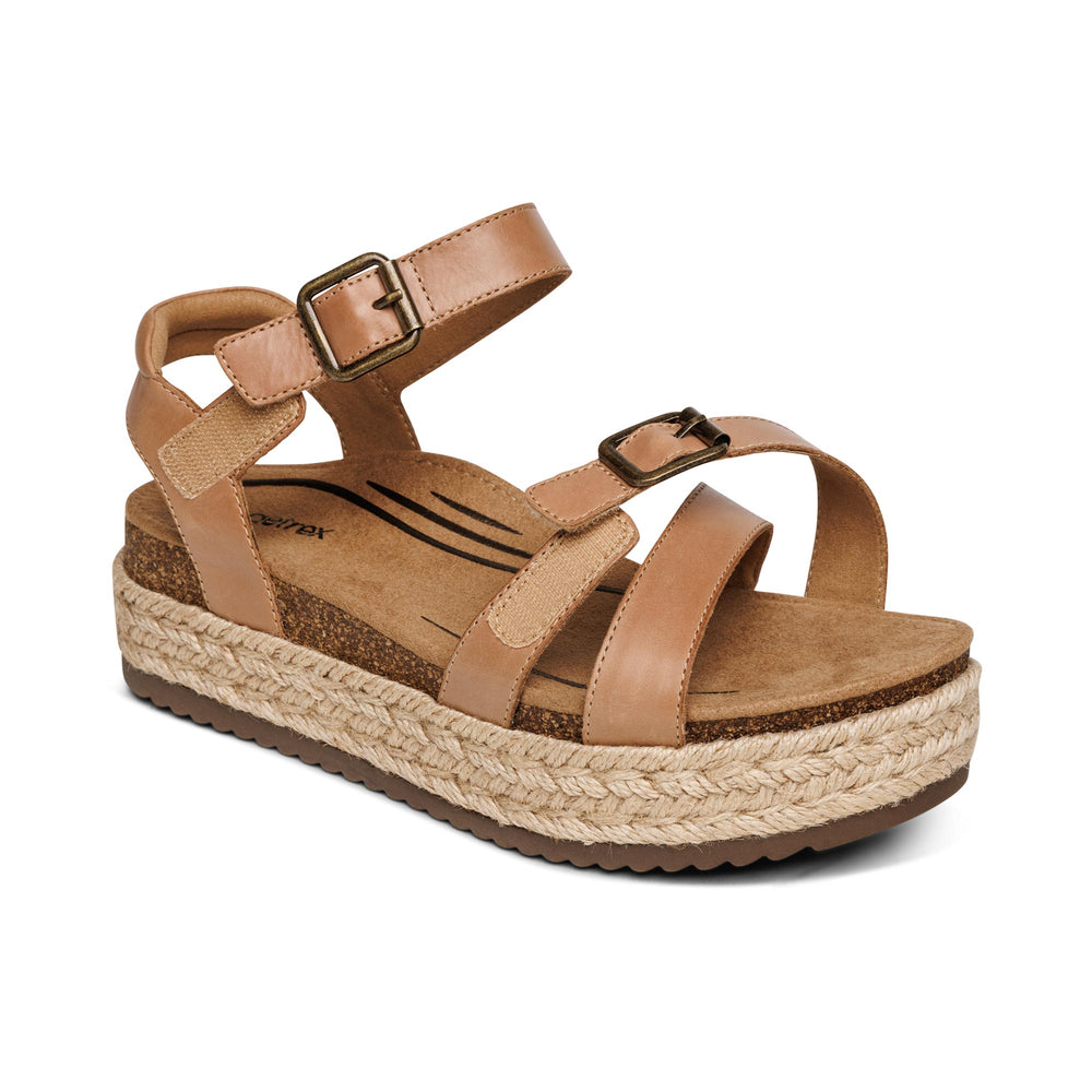 Paula Arch Support Platform Sandal - Camel – aetrex