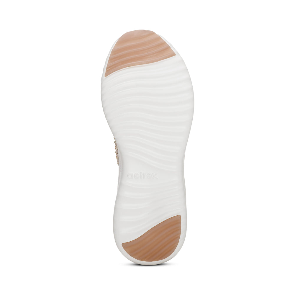 Carly Arch Support Sneaker - Tan Sparkle – aetrex