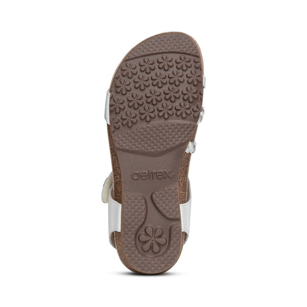 Jillian Braided Quarter Strap Sandal - White – aetrex