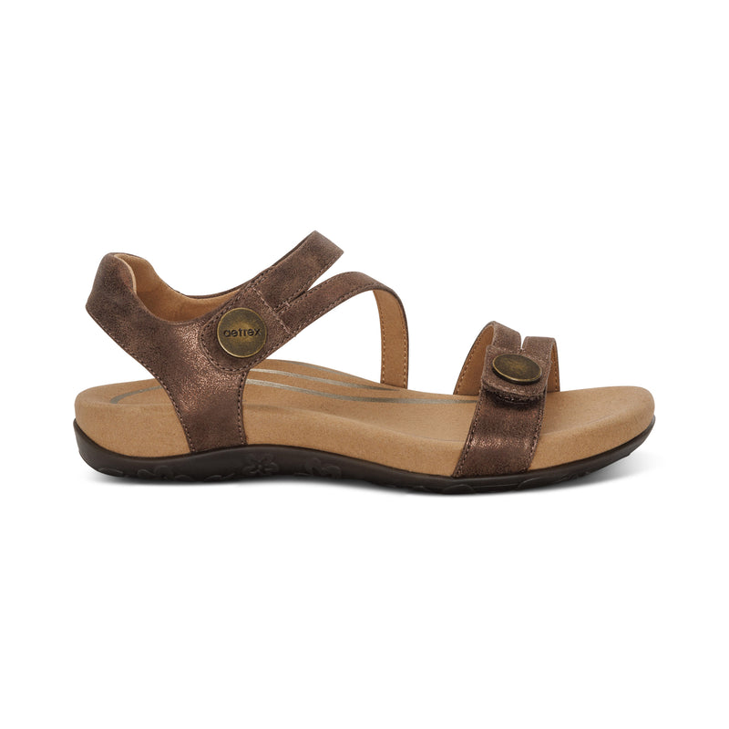 Jess Adjustable Quarter Strap Sandal - Bronze – aetrex