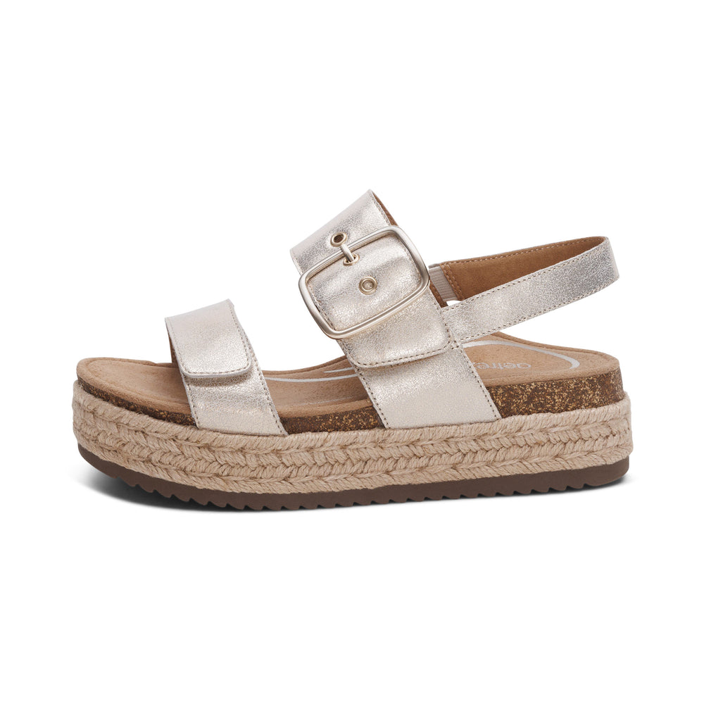 Vania Arch Support Platform Sandal - Champagne – aetrex
