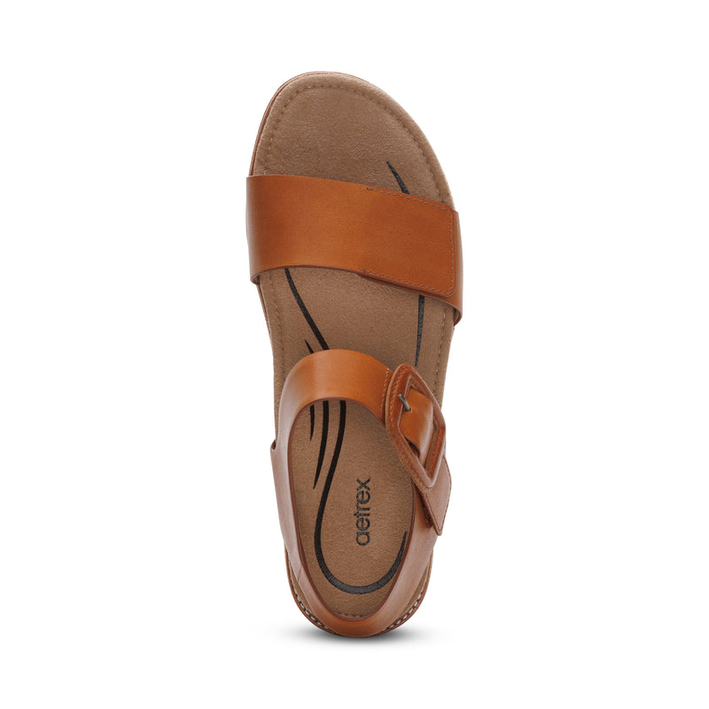 Claire Quarter Strap Sandal - Cognac – aetrex
