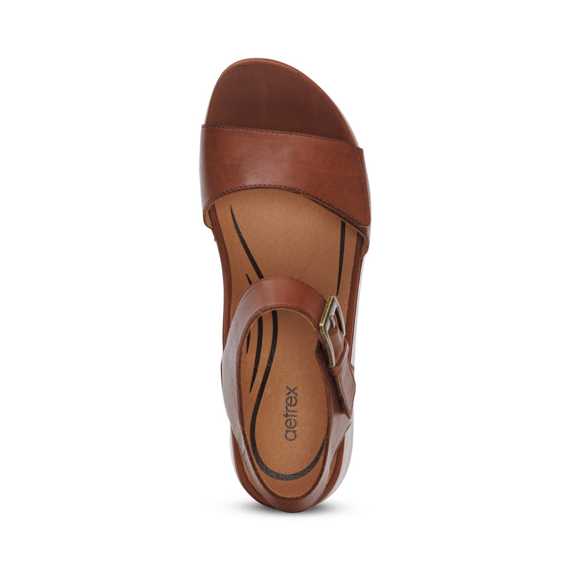 Ariel Adjustable Quarter Strap Wedge - Dark Brown – aetrex