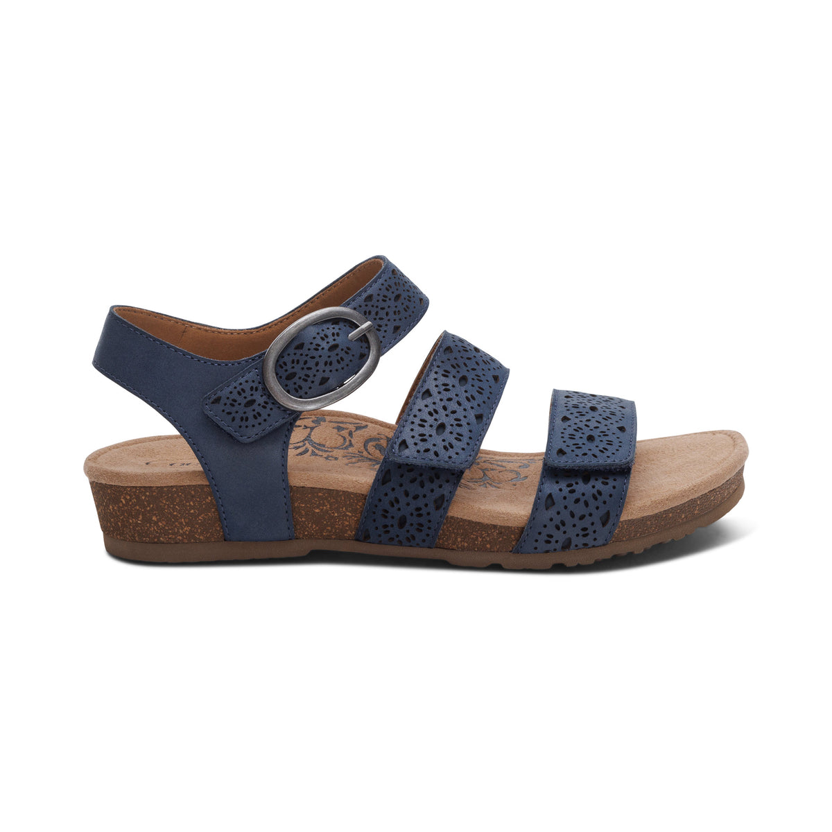 Lilly Adjustable Quarter Strap Sandal - Navy Cutout – aetrex