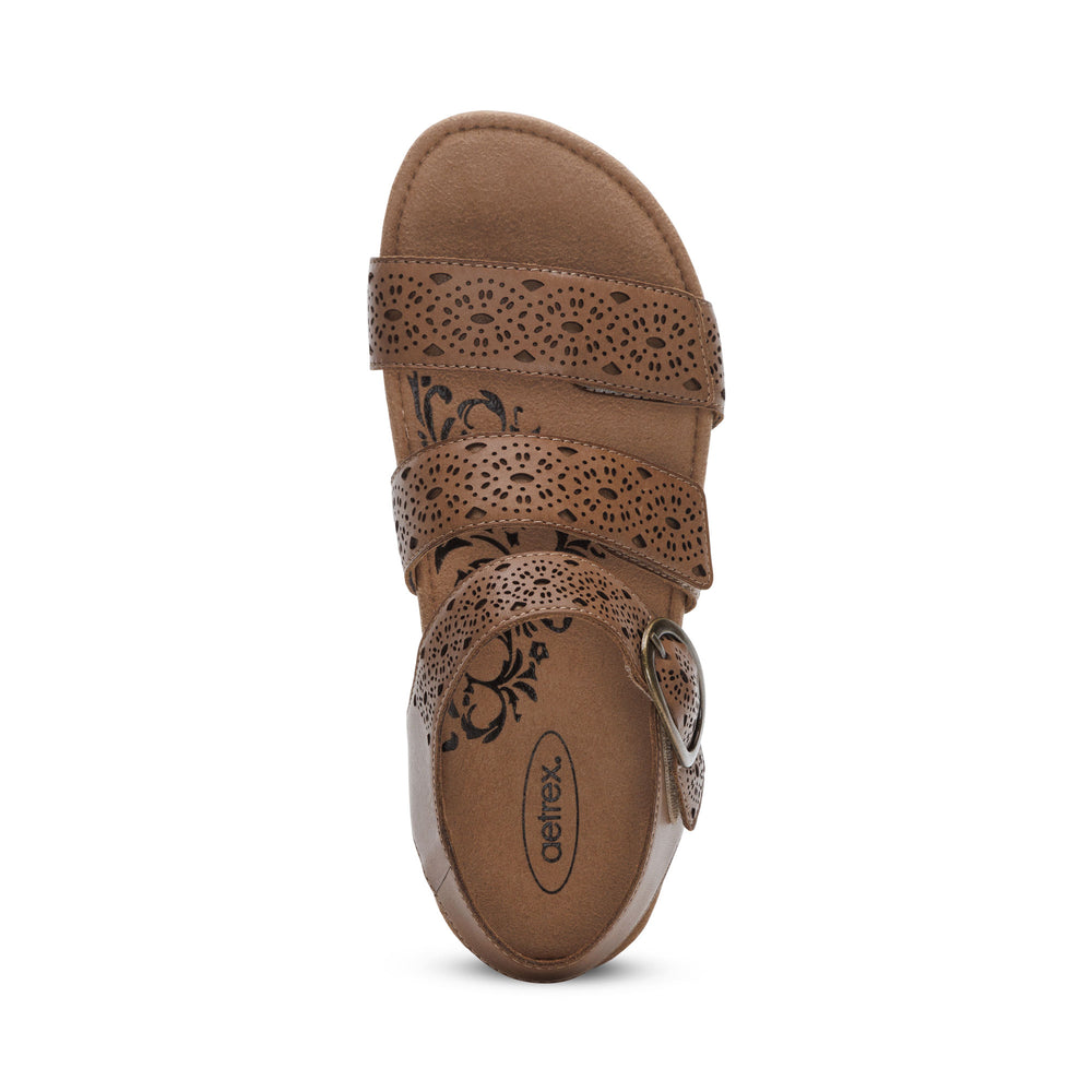 Lilly Adjustable Quarter Strap Sandal - Taupe Cutout – aetrex