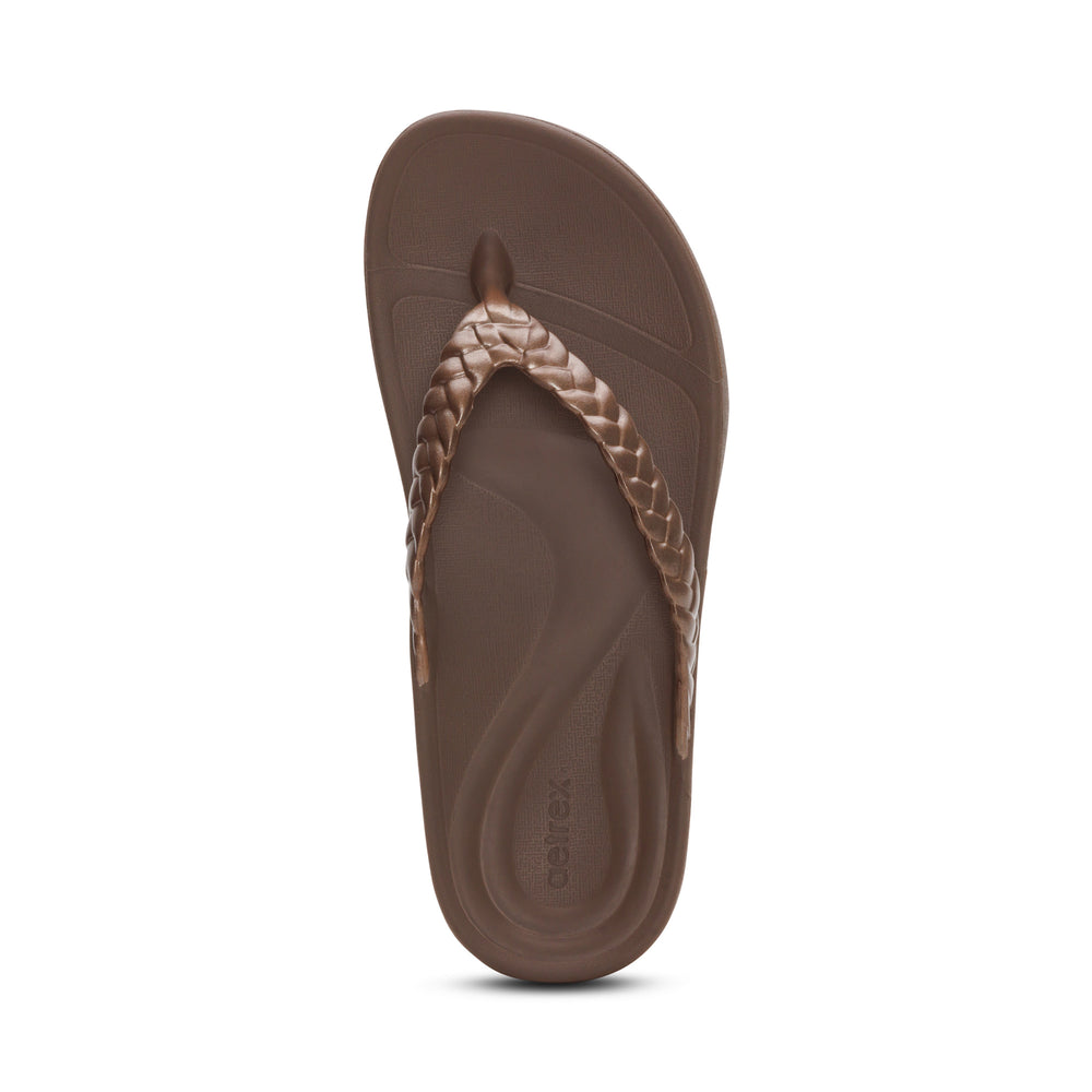 Vicki Braided Thong Sandal - Bronze Gloss – aetrex