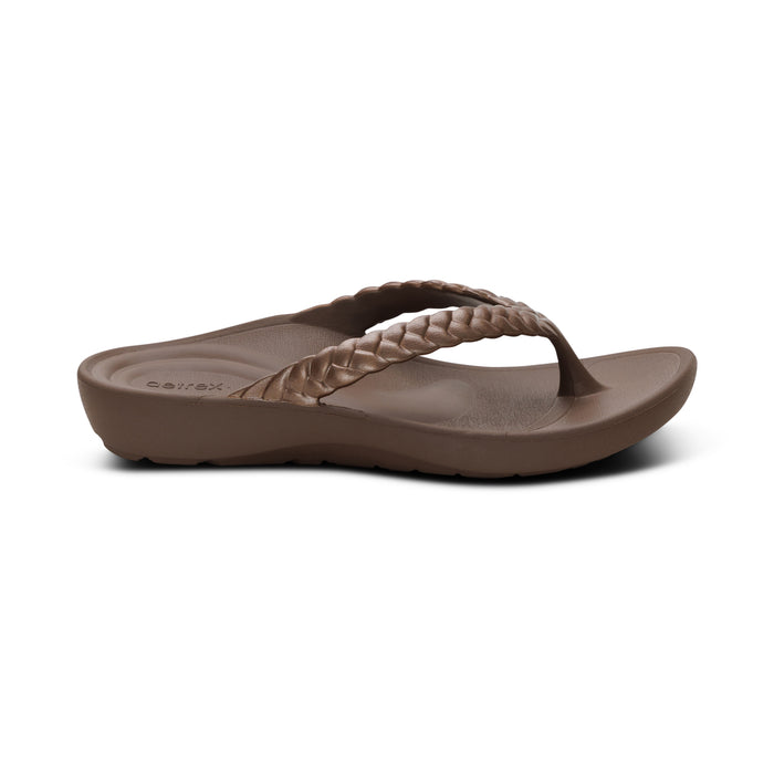Vicki Braided Thong Sandal - Bronze Gloss – aetrex