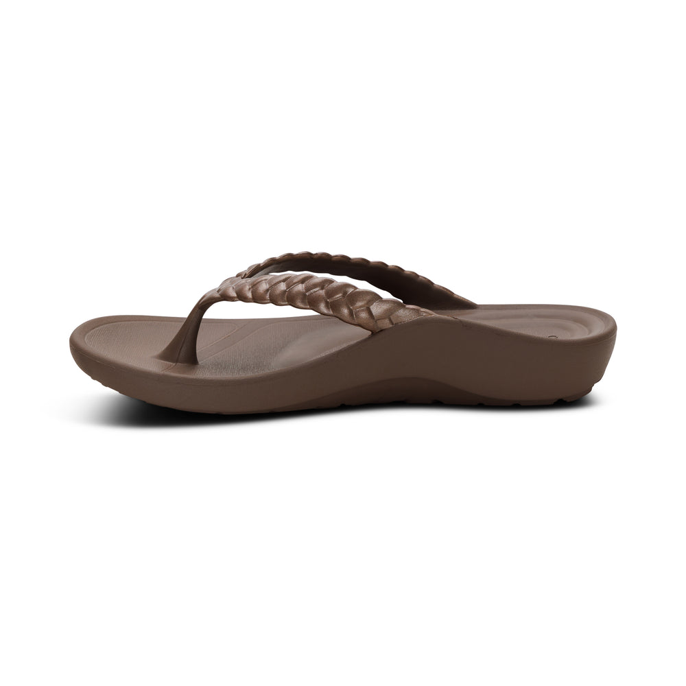 Vicki Braided Thong Sandal - Bronze Gloss – aetrex